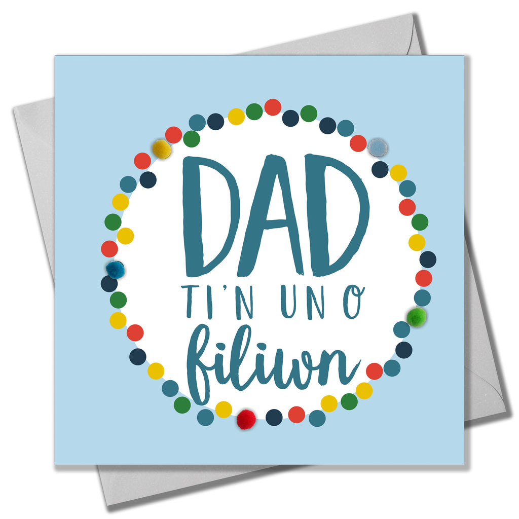Welsh Father's Day Card, Sul y Tadau Hapus, Dad in a Million,Pompom Em ...