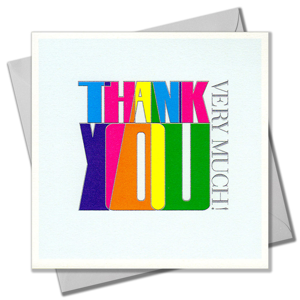 Thank You Card, Bold, Thank You Very Much, Embossed and Foiled text ...